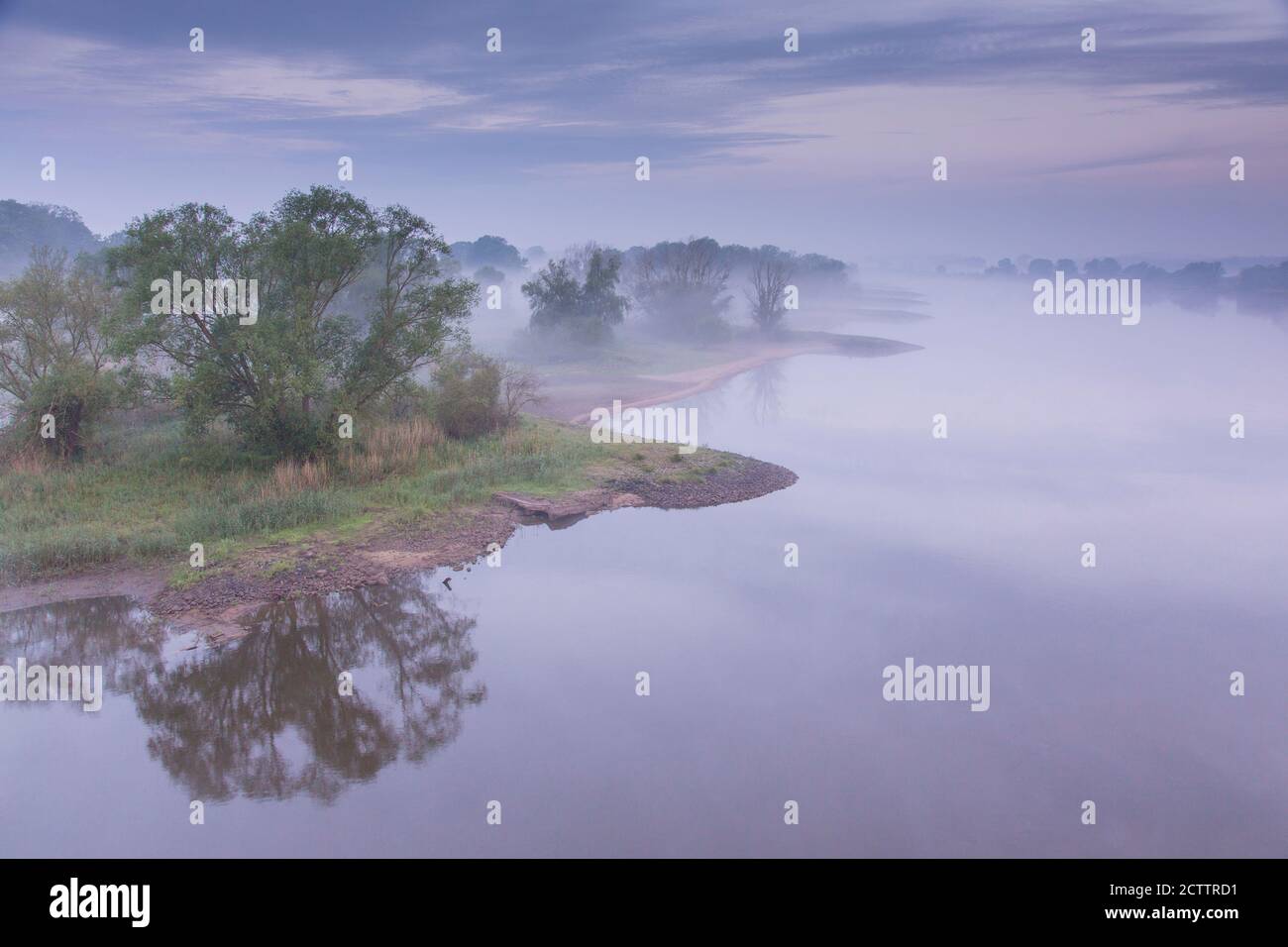 Morning at river Elbe at UNESCO Biosphere Reserve River Landscape Elbe ...