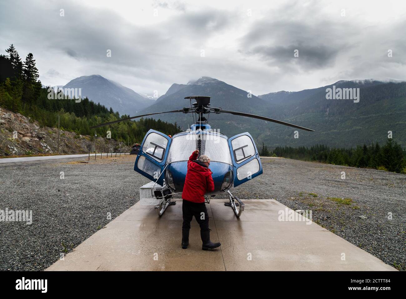 An H125 helicopter at the Green Lake heliport in Whistler, BC Stock ...