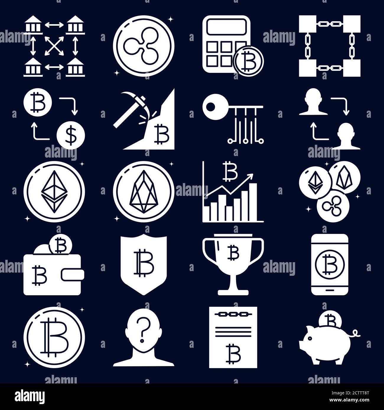 Bitcoin and altcoins icon set in flat style Stock Vector Image & Art ...