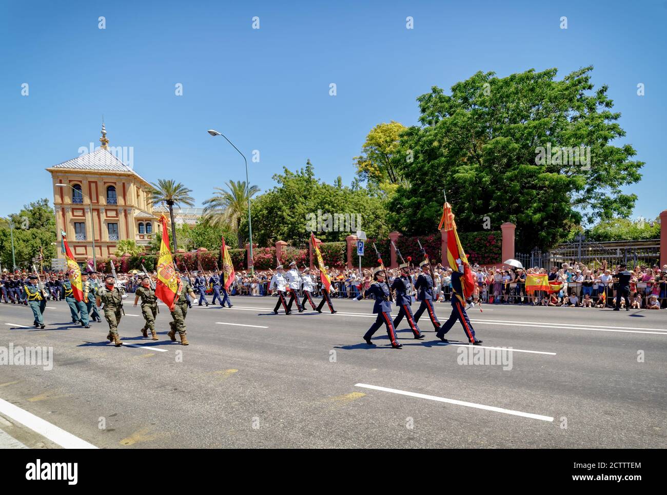 Seville, Spain - June 01, 2019: Parade of the different corps of the ...