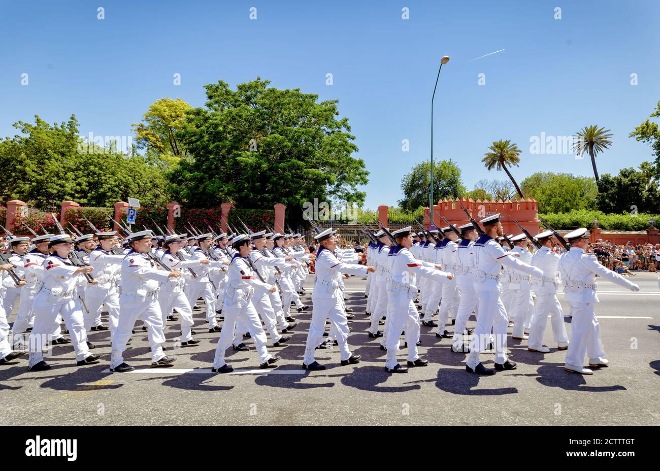 Seville, Spain - June 01, 2019: Parade of the different corps of the ...