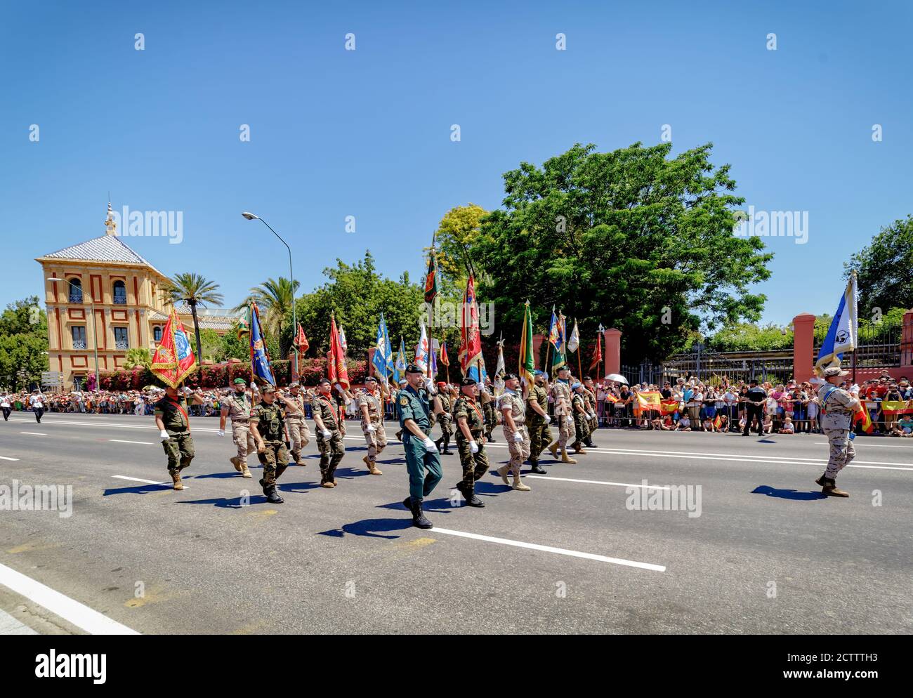 Seville, Spain - June 01, 2019: Parade of the different corps of the ...