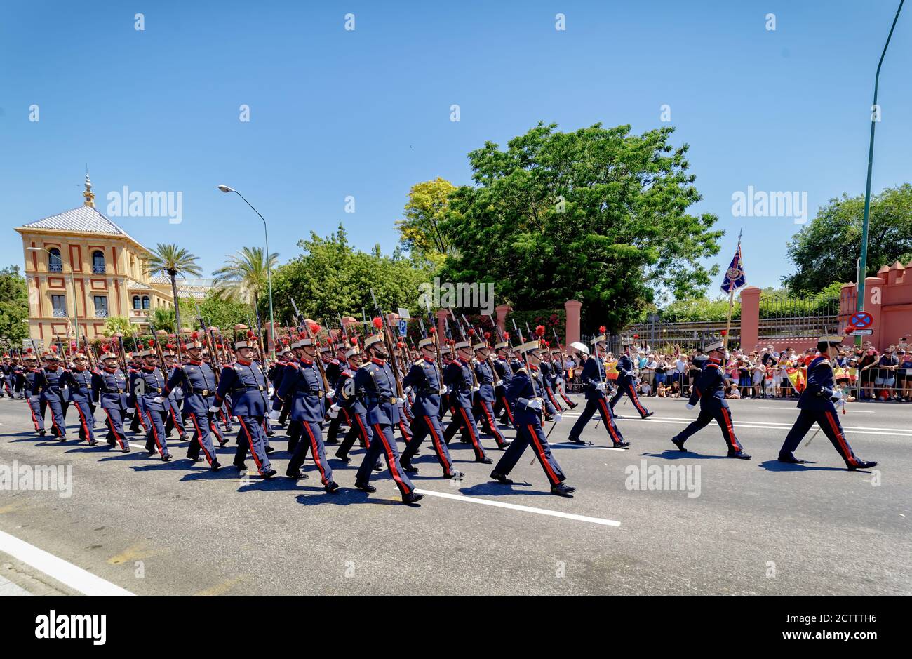 Seville, Spain - June 01, 2019: Parade of the different corps of the ...