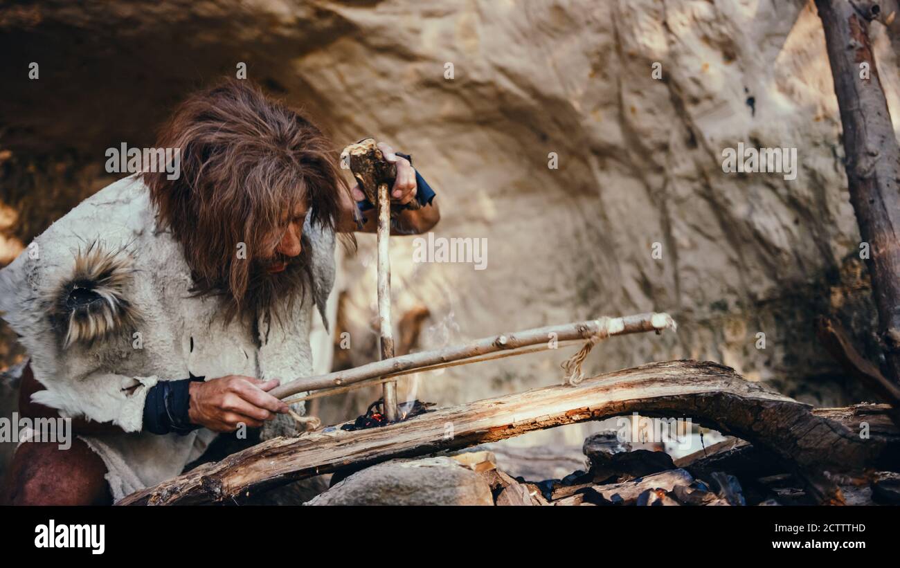 Stone age fire drill hi-res stock photography and images - Alamy