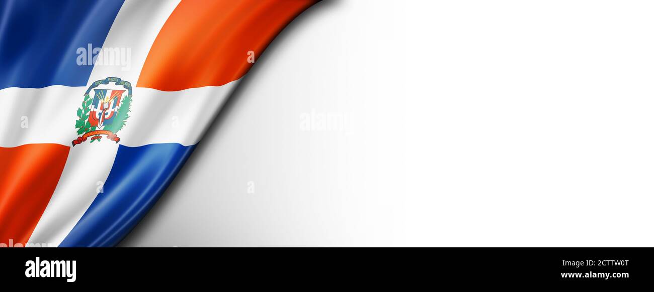 Dominican Republic flag isolated on white. Horizontal panoramic banner ...