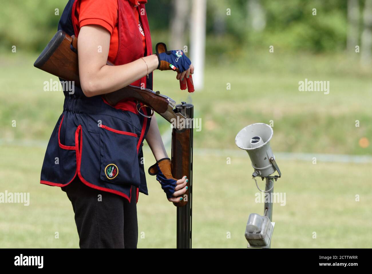 St. Petersburg, Russia - August 4, 2015: Unidentified athlete with ...