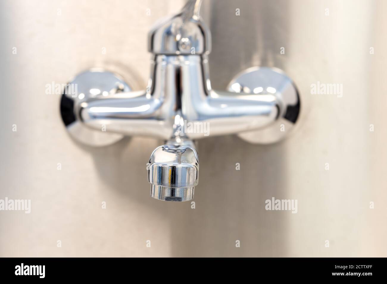 Washbasin tap for medical workers close-up. Sanitary equipment Stock ...