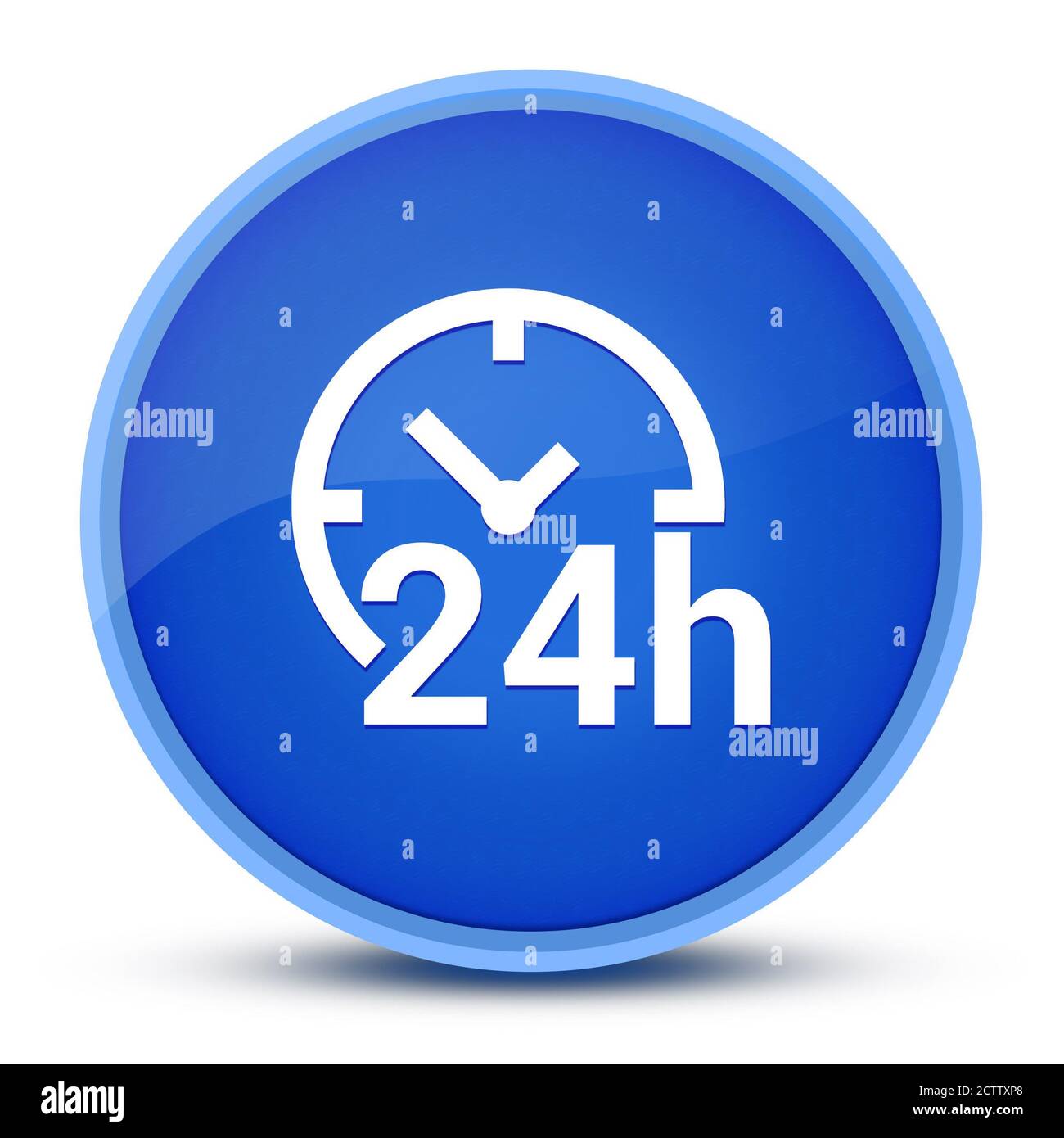 24 hours clock luxurious glossy blue round button abstract illustration ...