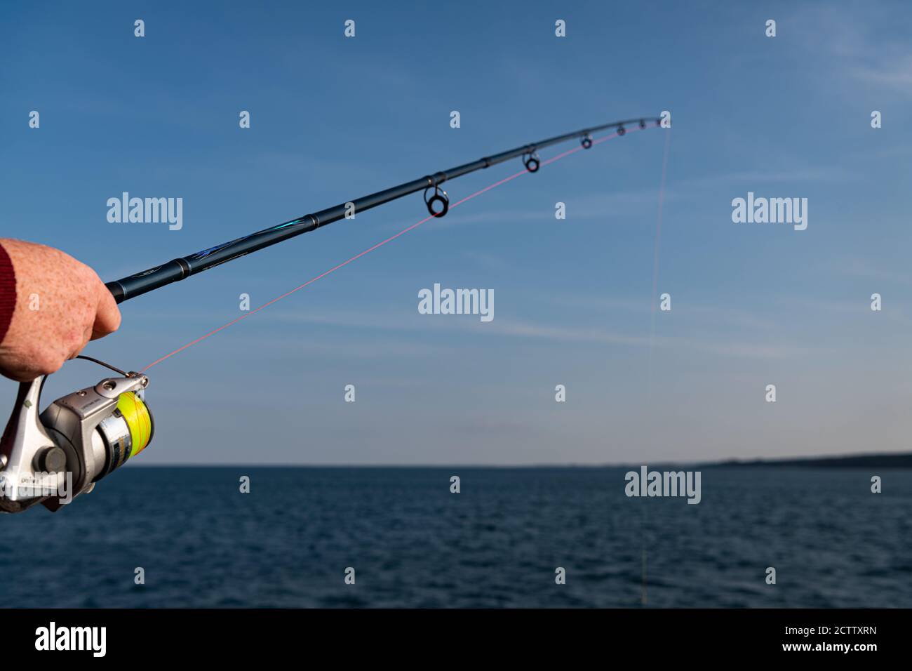 Fishing Rod and Line ready for casting Stock Photo - Alamy
