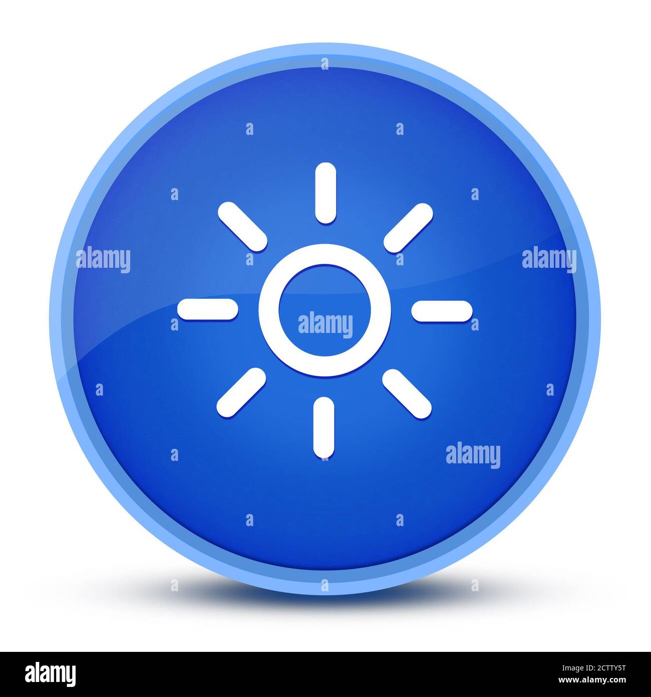 Screen brightness sun luxurious glossy blue round button abstract ...