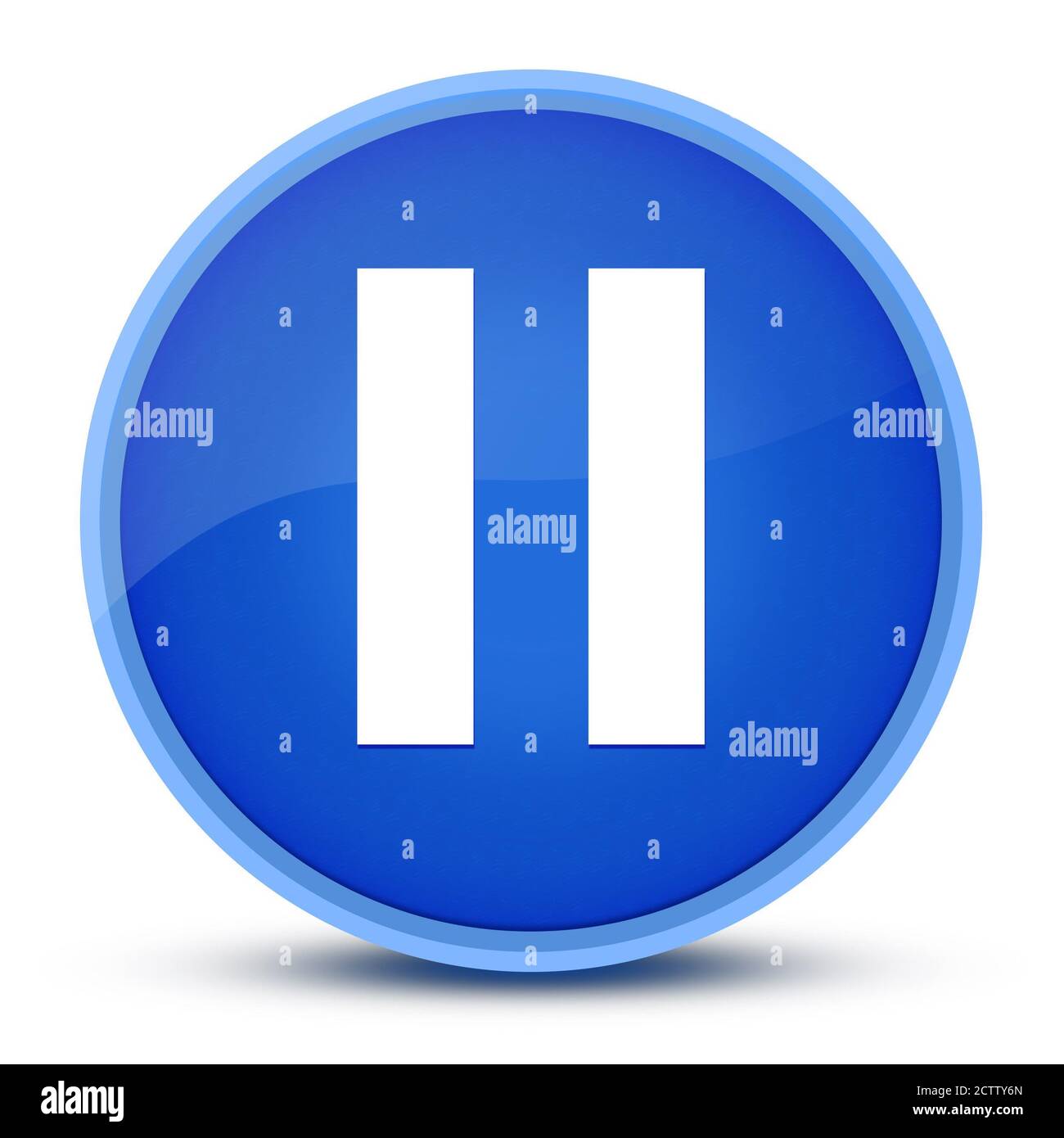 Pause luxurious glossy blue round button abstract illustration Stock ...