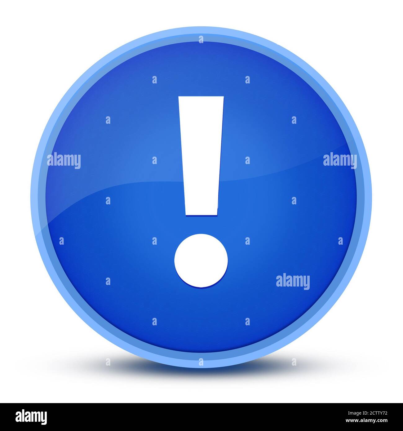 Exclamation mark luxurious glossy blue round button abstract ...