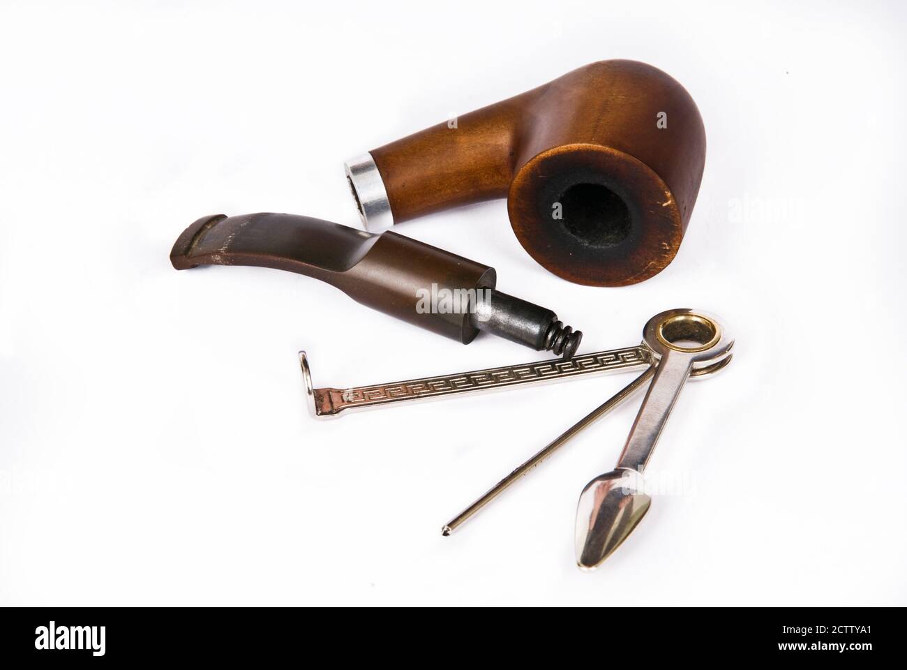 Pipe smoking set on white background Stock Photo - Alamy