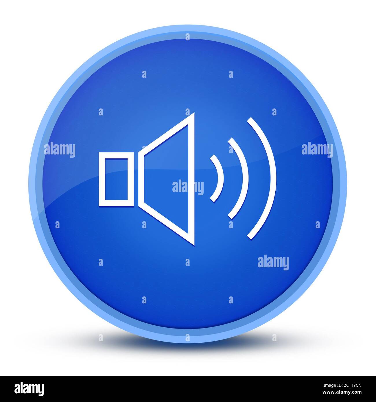 Volume speaker luxurious glossy blue round button abstract illustration ...