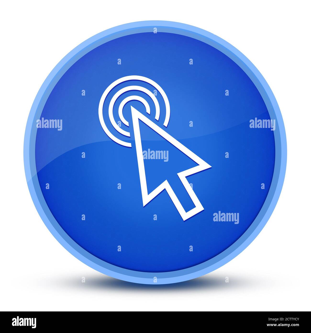 Cursor click luxurious glossy blue round button abstract illustration ...