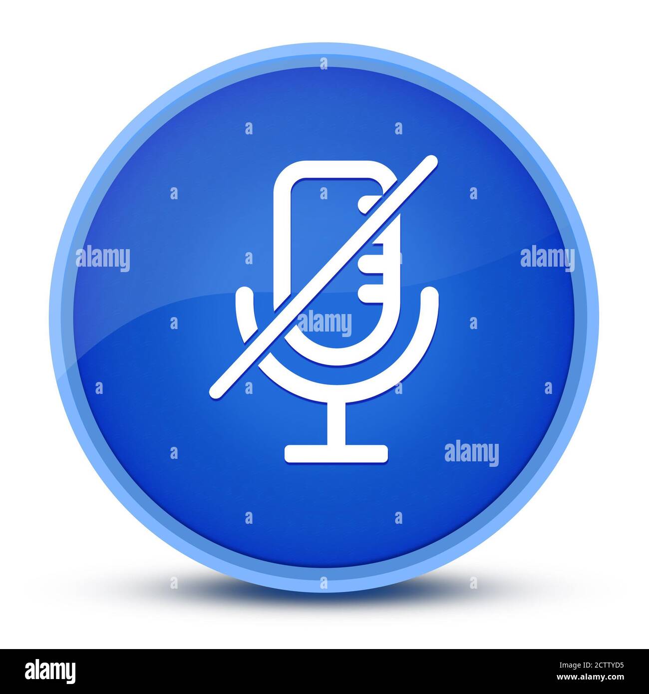 Mute microphone luxurious glossy blue round button abstract ...