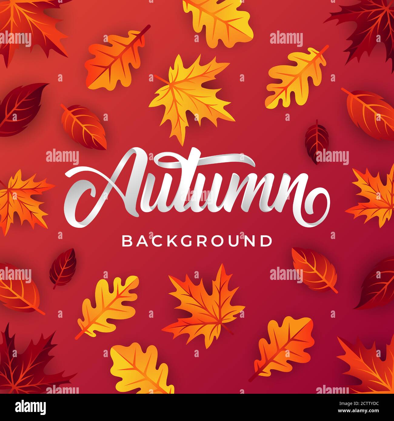 Autumn background vector with decorative leaves. Autumn fall Vector background template ...