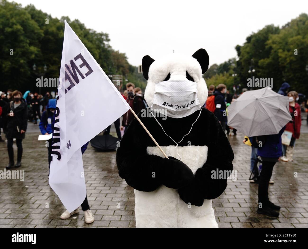Berlin, Germany. 25th Sep, 2020. Dressed as a panda, a participant and ...