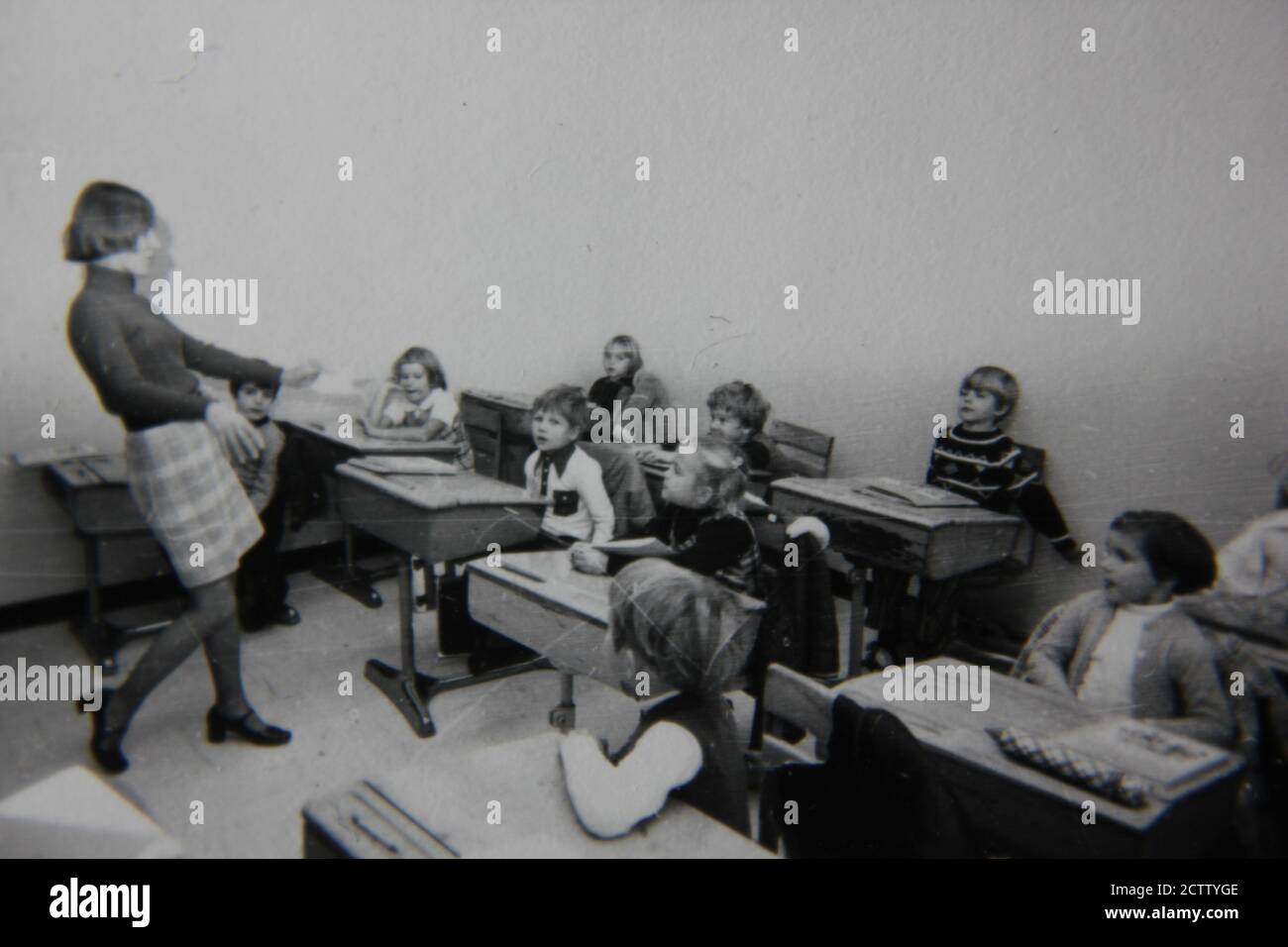 Fine 1970s vintage black and white photography of elementary school ...