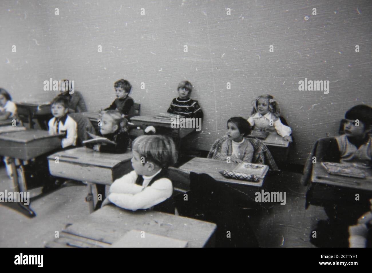 Fine 1970s vintage black and white photography of elementary school ...