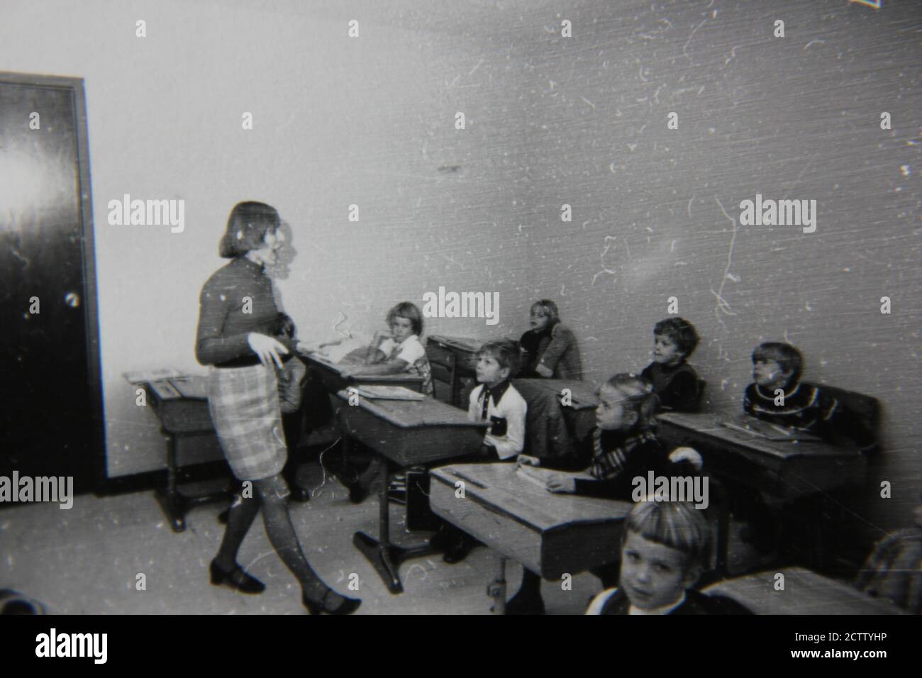 Fine 1970s vintage black and white photography of elementary school ...