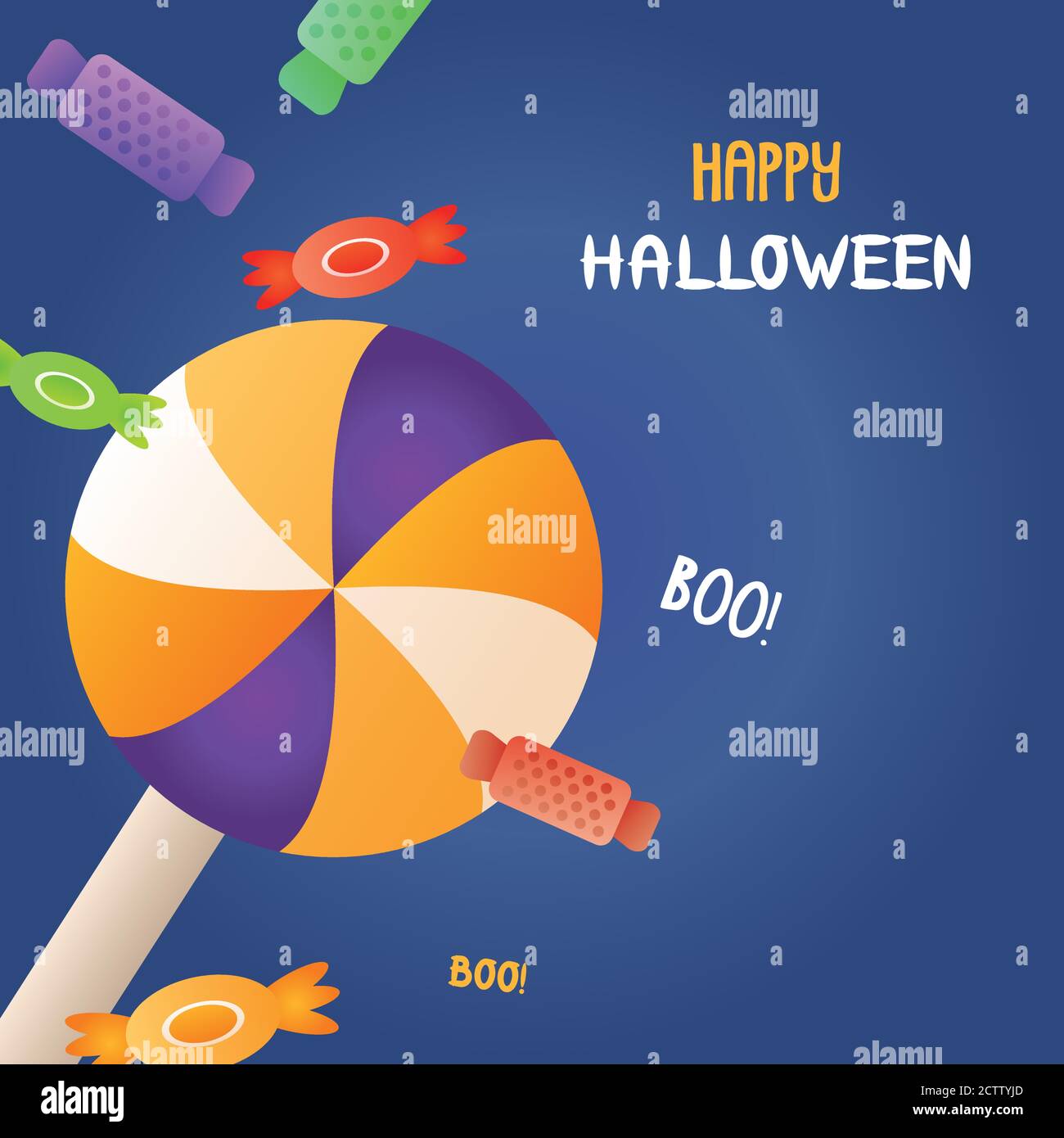 sweet lollipop halloween with candies and lettering vector illustration ...