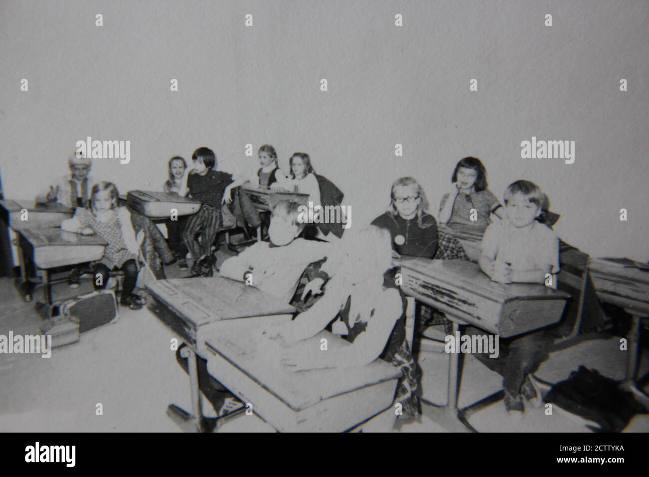 Fine 1970s vintage black and white photography of elementary school ...
