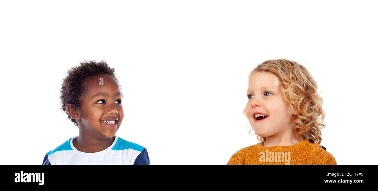 Funny children laughing isolated on a white background Stock Photo - Alamy