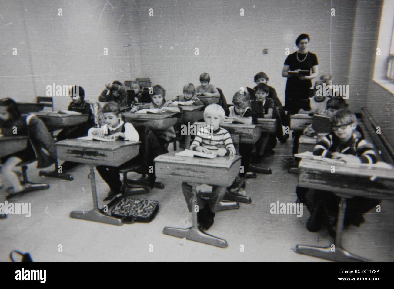 Fine 1970s vintage black and white photography of elementary school ...