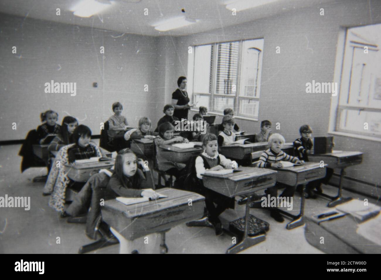 Fine 1970s vintage black and white photography of elementary school ...