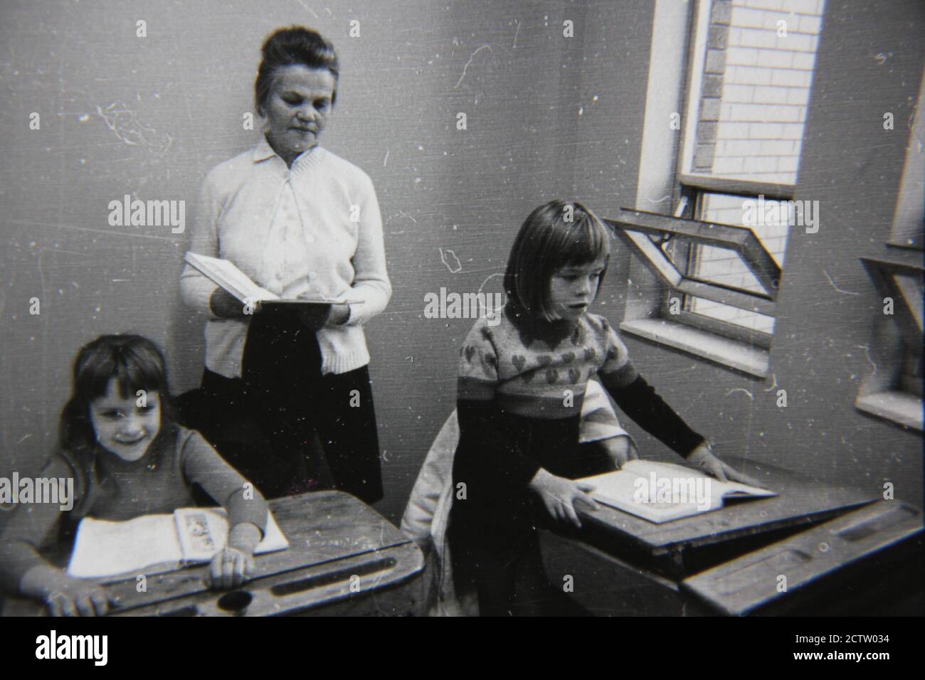 Fine 1970s vintage black and white photography of elementary school ...