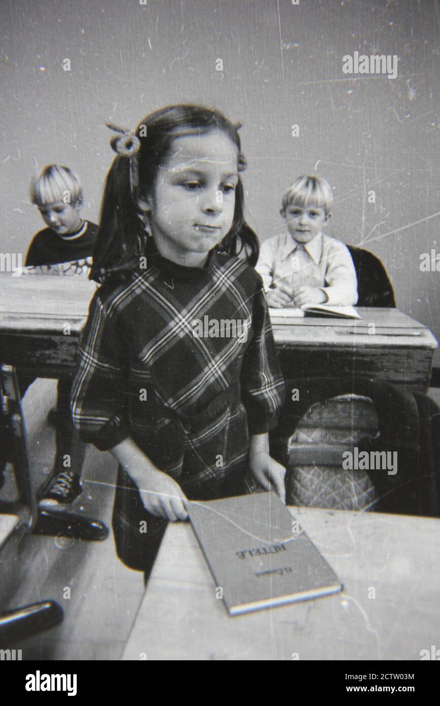Fine 1970s vintage black and white photography of elementary school ...