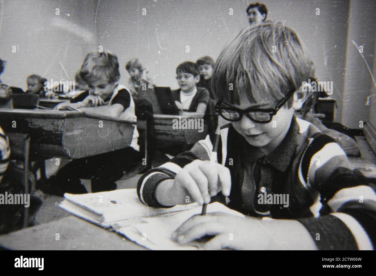 Fine 1970s vintage black and white photography of elementary school ...