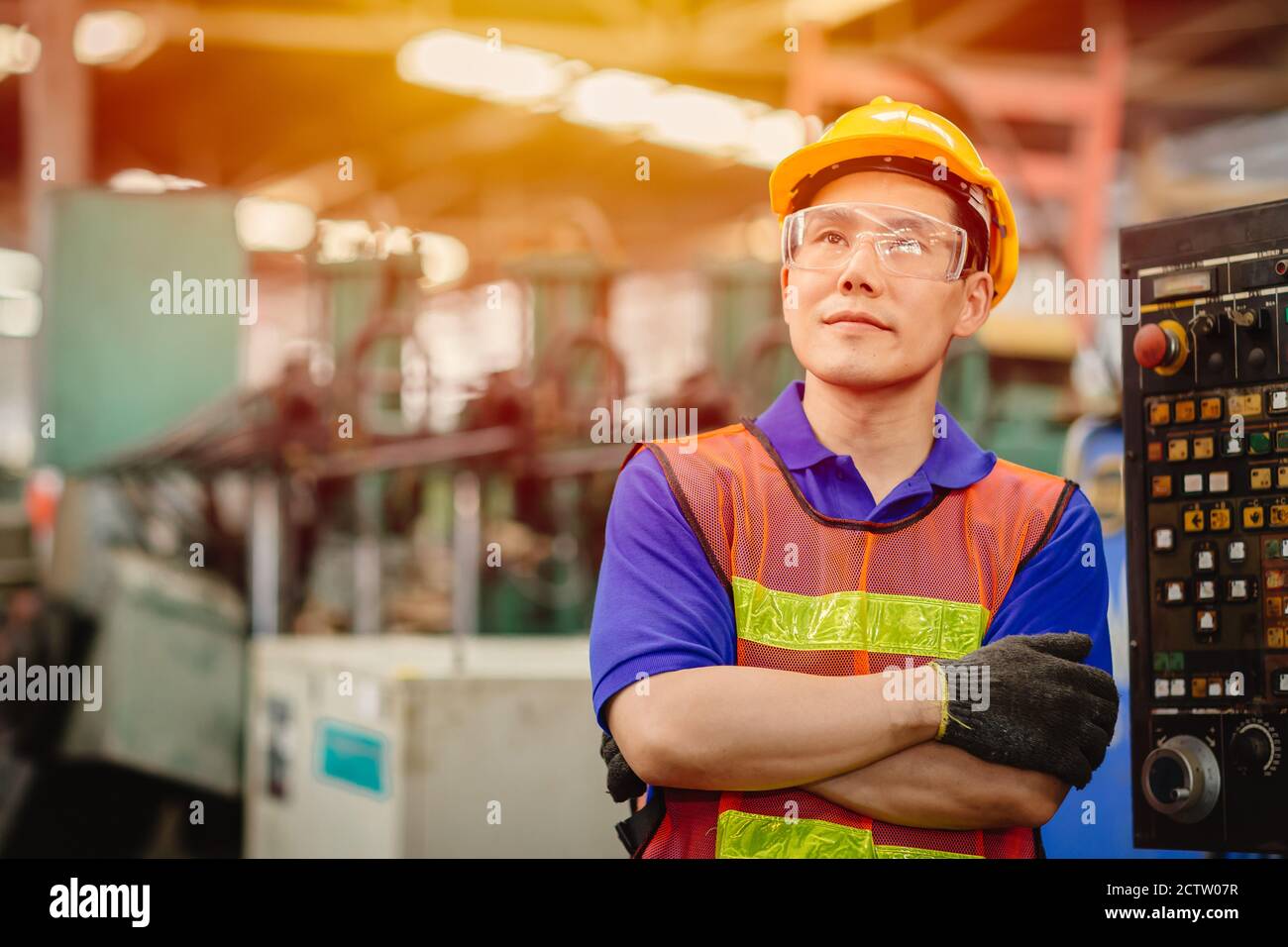 Portrait of Asian Chinese labor happy worker smiling looking for the ...