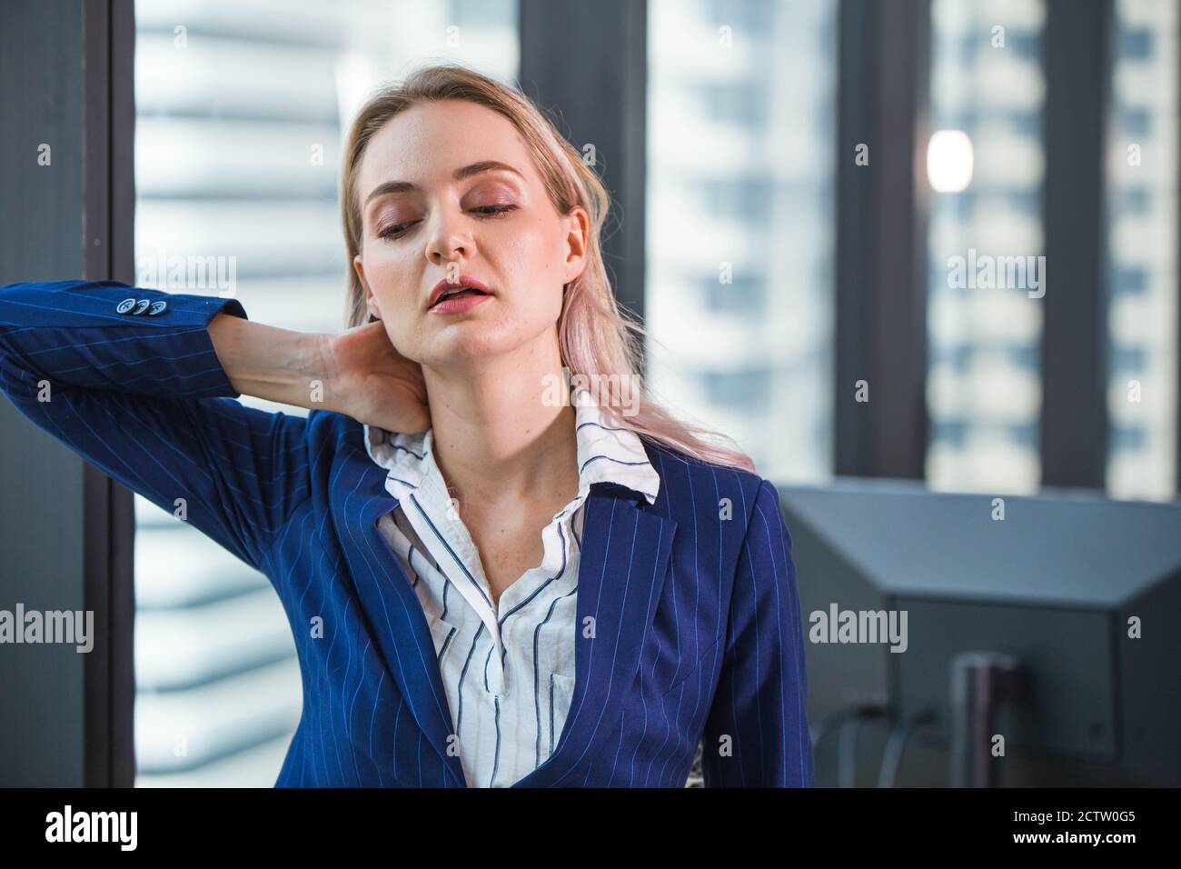 Business worker feeling tired frustrated stressed from hard work and ...