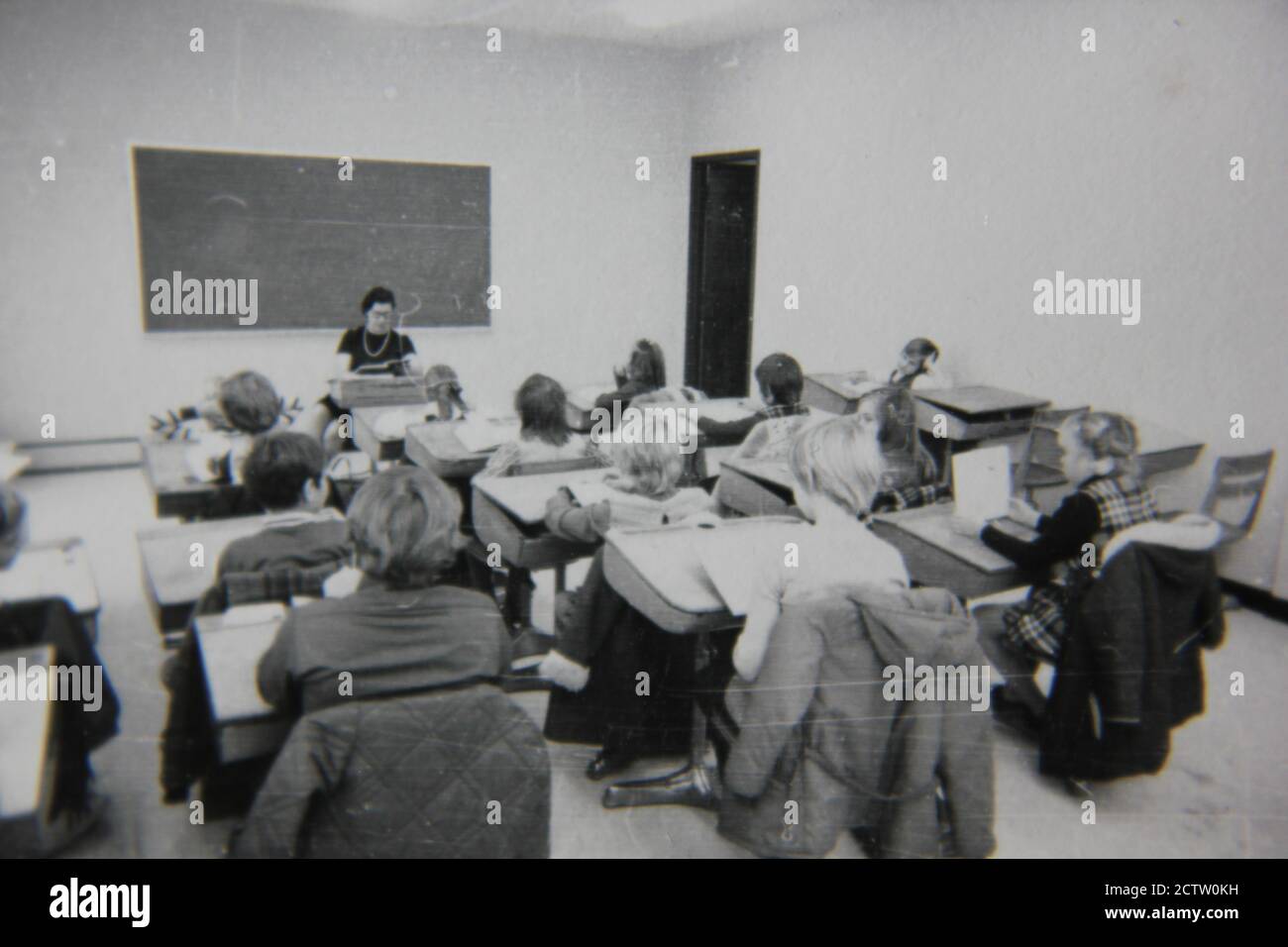 Fine 1970s vintage black and white photography of elementary school ...