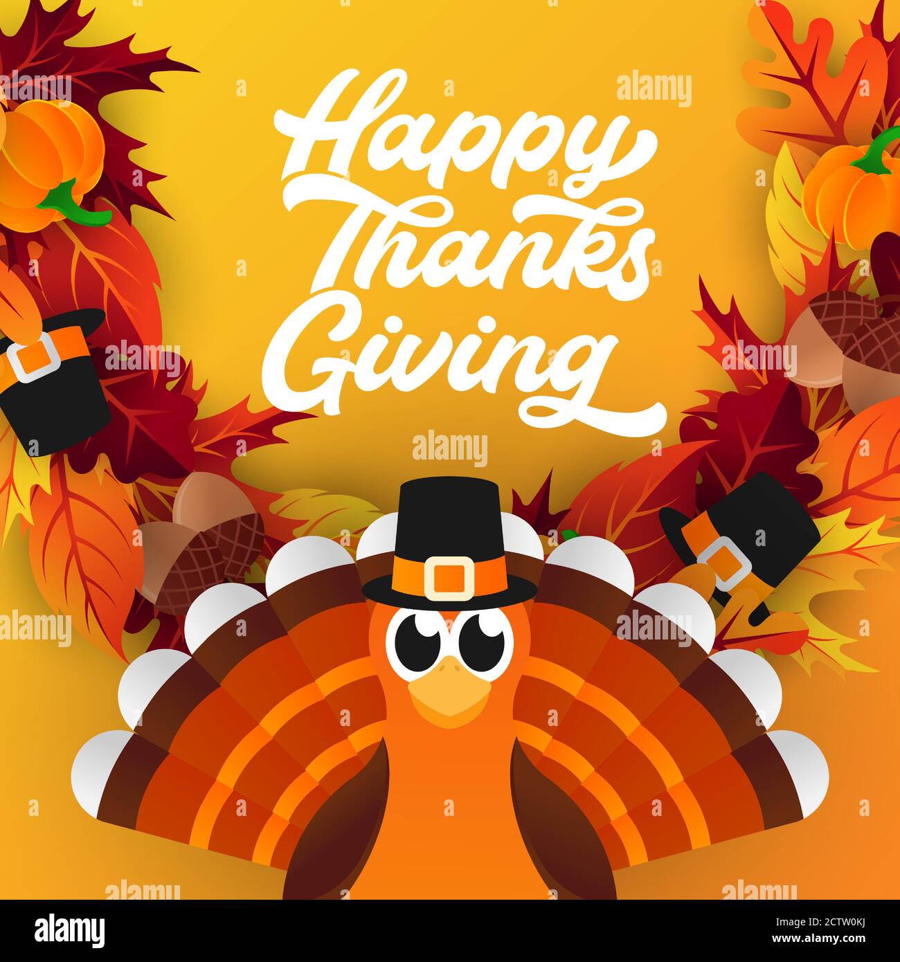 Happy Thanksgiving day background vector with decorative leaves ...