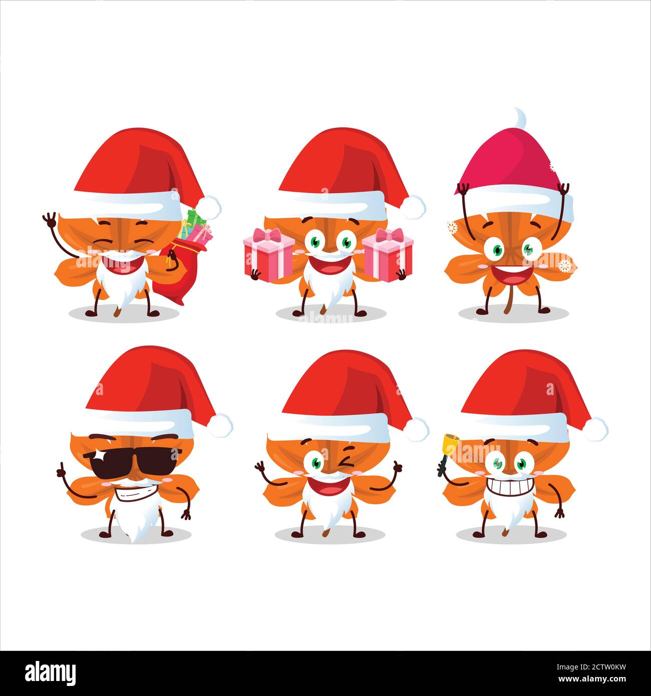 Santa Claus emoticons with orange dried leaves cartoon character Stock ...