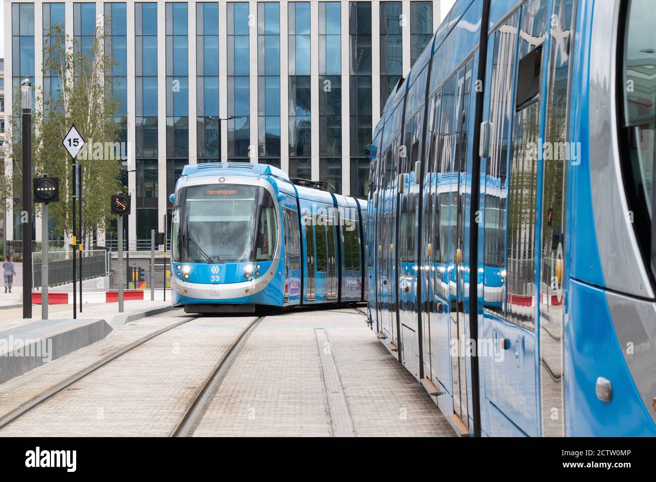 Pictured, West Midlands Metro trams pictured on Broad Street ...