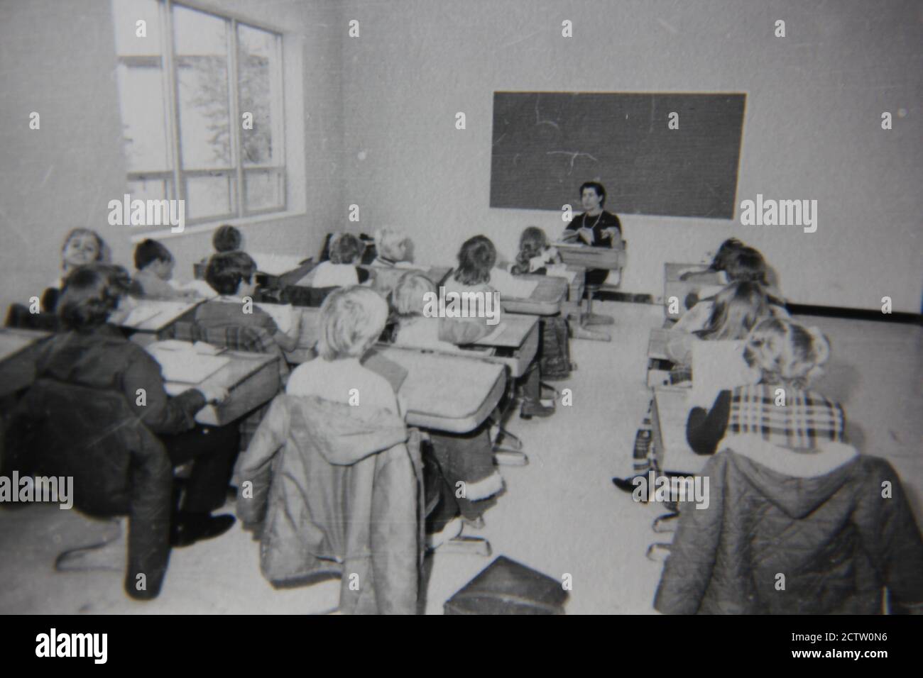 Fine 1970s vintage black and white photography of elementary school ...