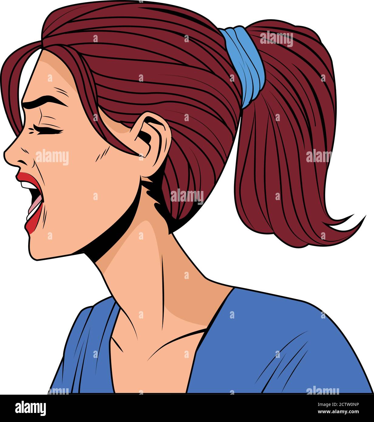 angry woman profile pop art style character vector illustration design ...