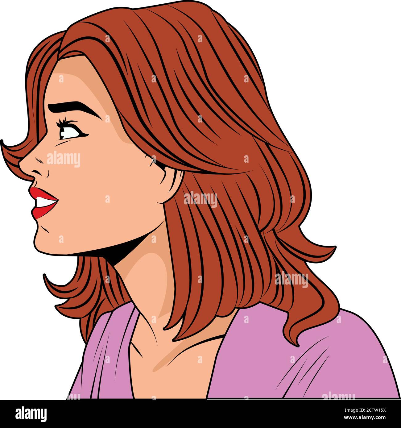 young woman profile pop art style character vector illustration design ...