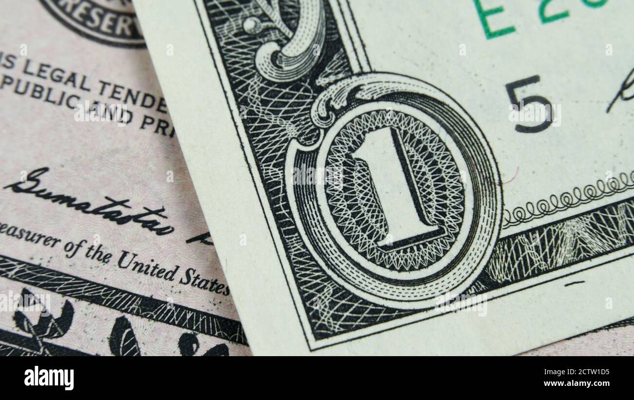 Element of American cash banknote 1 dollars. Macro photography Stock ...