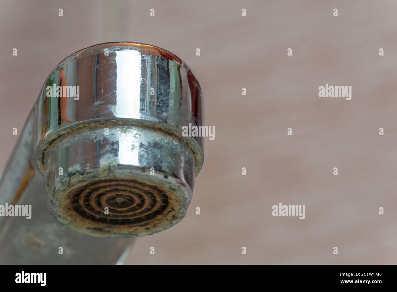 Dirty tap aerator with lime coating, calcined water tap with lime ...