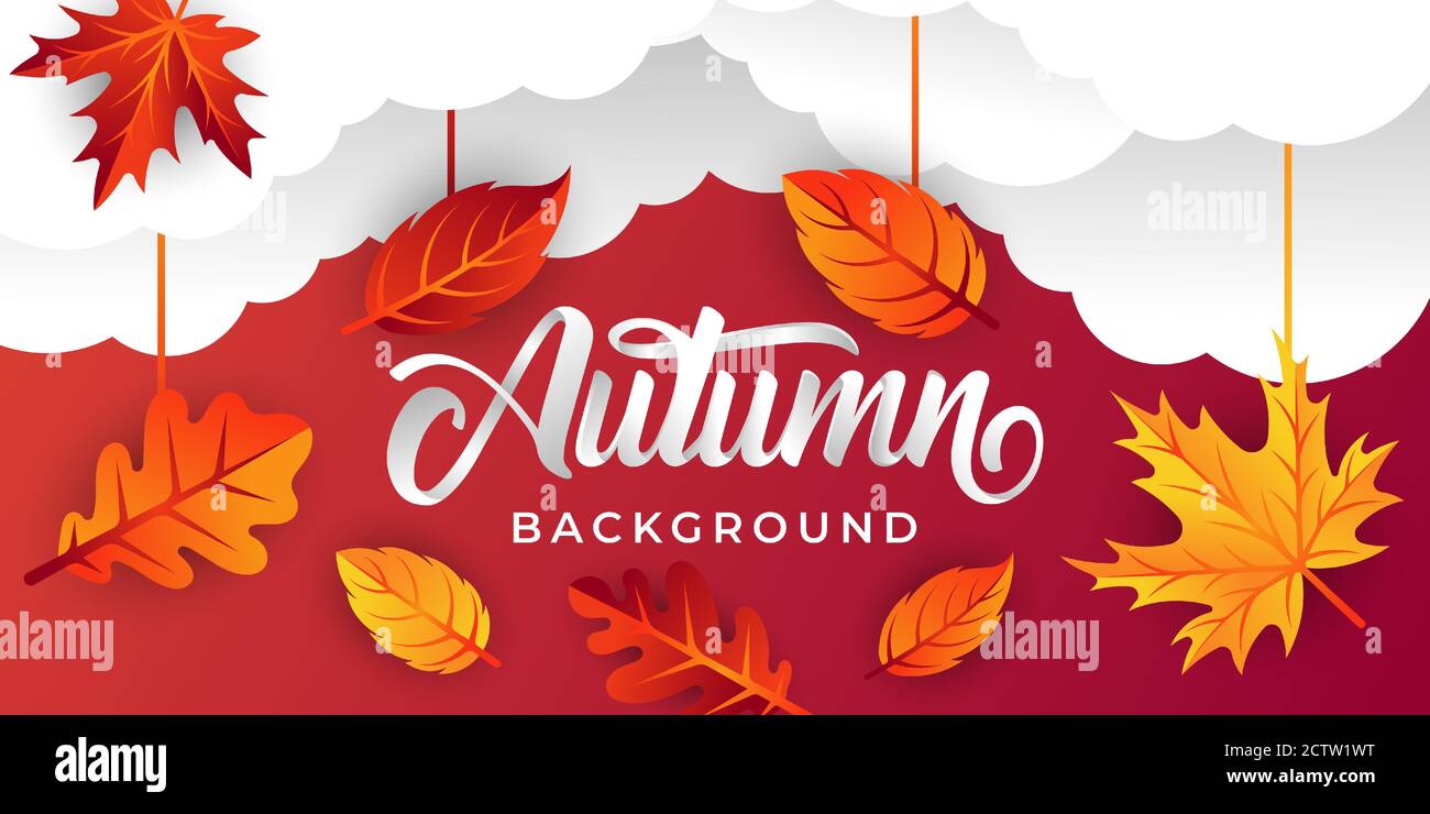 Autumn background vector with decorative leaves. Autumn fall Vector ...