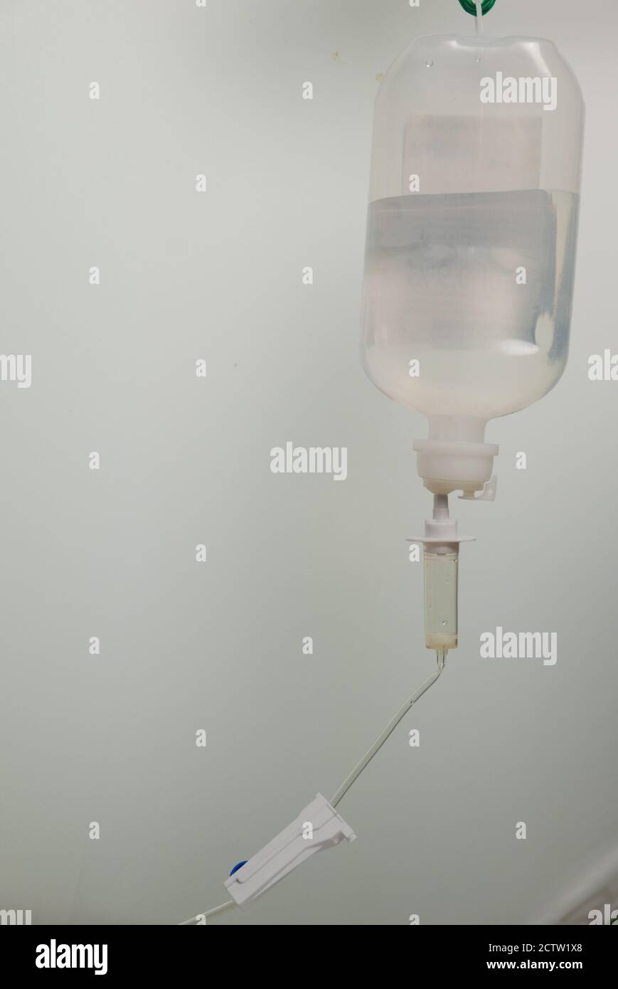 Closeup shot nutrients line feeding for a patient on white background ...