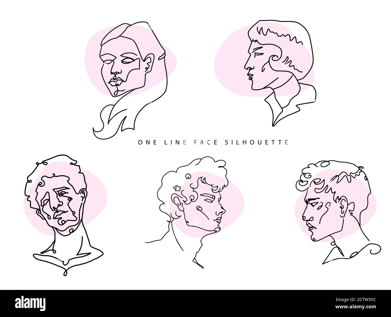 One line vector illustration set face Stock Photo - Alamy