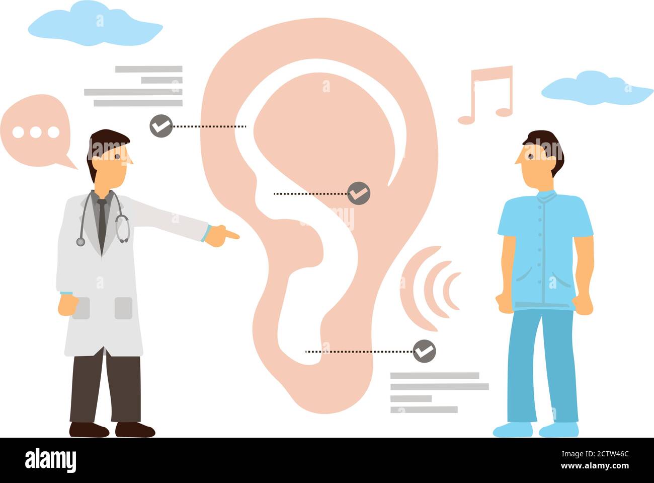 Doctors discussion on the patient's ear which have problems with ...