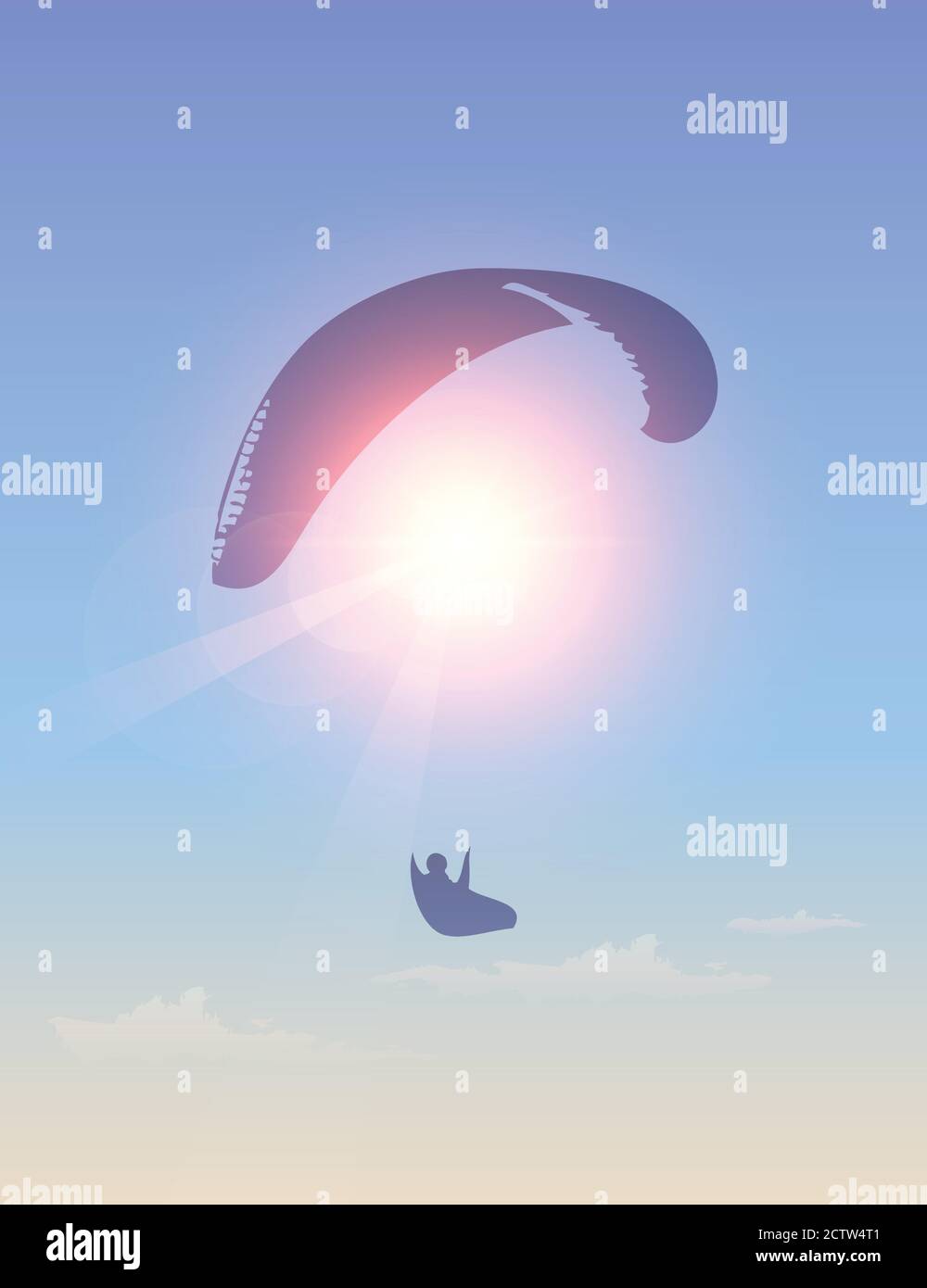 paragliding adventure paraglider on sunny sky background vector ...