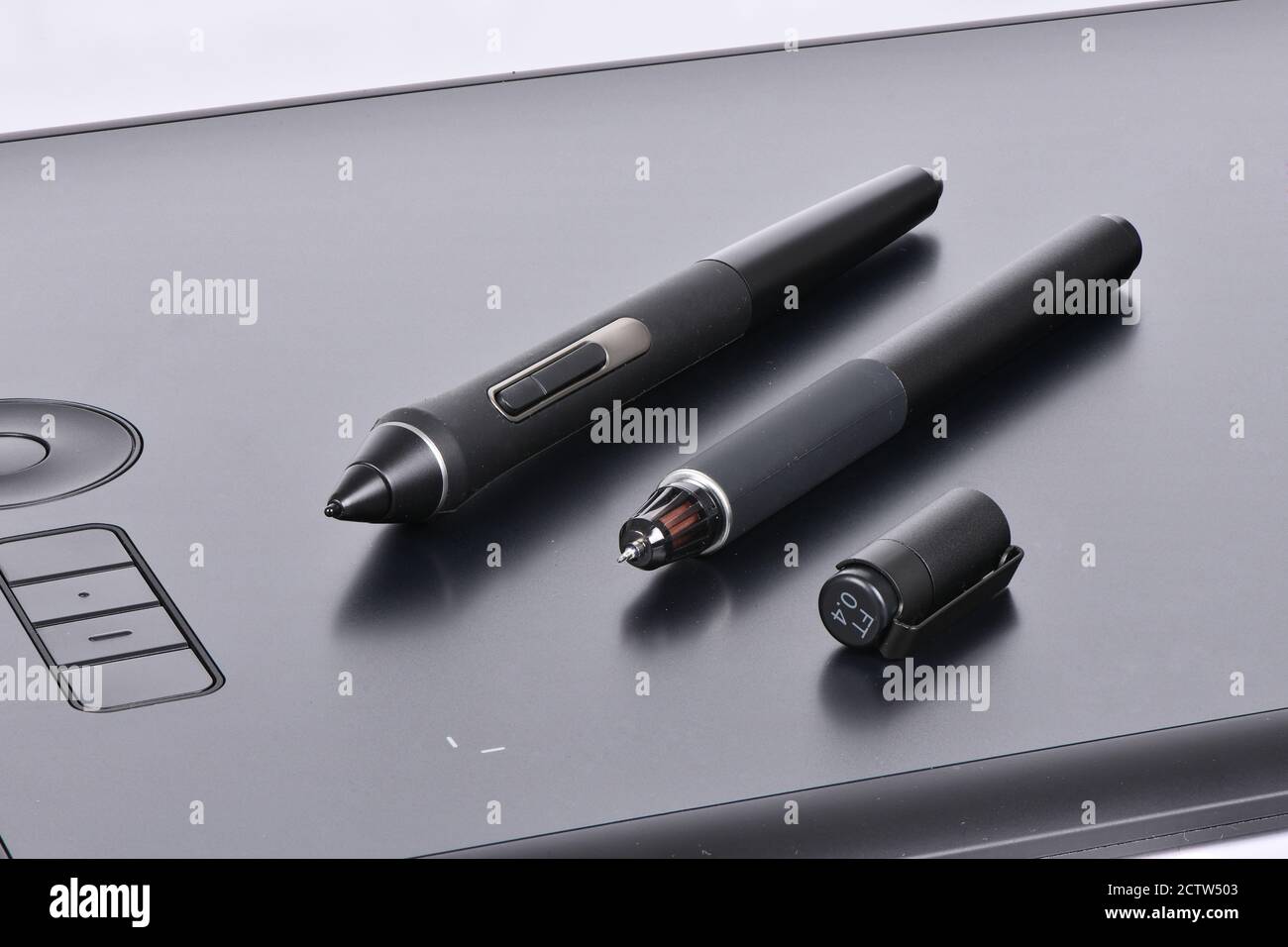 Professional graphics tablet with digitized pen. Isolated on white ...